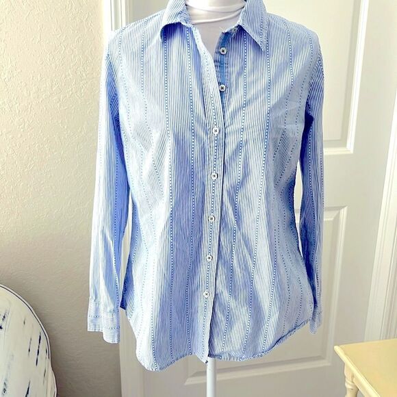 Talbots | Tops | Talbots Blacklabel White And Blue Stripe Button Down ...
